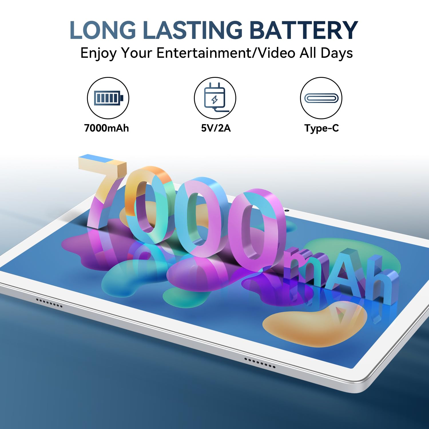 Tablet 2025 Latest Android Tablet 10 inch, Octa-Core 5G WiFi Tablet with Keyboard, 128GB + 8GB + 1TB Expandable Storage, Large Touch-Screen Tablet, 13MP Dual Camera/Bluetooth/GPS/HD Display/Mouse/Case