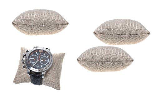 888 Display® 4-Pieces Bracelet Watch Pillow Jewelry Displays (3" x 3", Burlap)