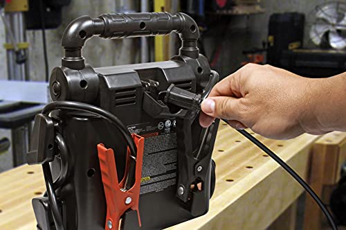 STANLEY J309 Portable Power Station Jump Starter: 600 Peak Amp Battery Booster, 3.1A USB Ports, Battery Clamps