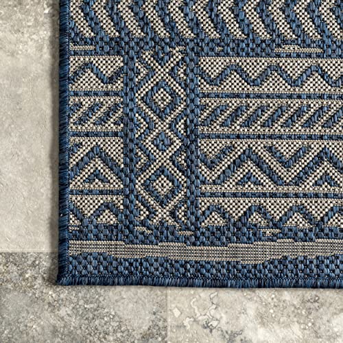 nuLOOM Abbey Tribal Striped Indoor/Outdoor Area Rug, 5' x 8', Blue