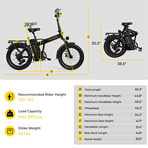 Foldable Electric Bicycles, 750W Brushless Motor, 48V 15AH Removable Battery, Electric Bike with Shimano 7 Speed Derailleur, Ebike for Adults