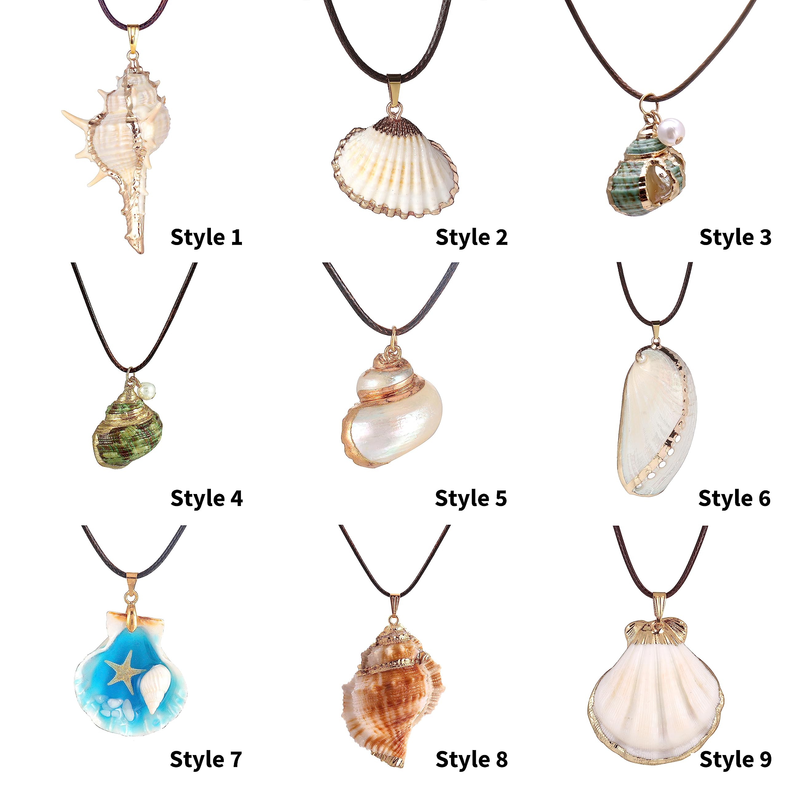 FM FM42 Natural Seashell Shell Scallop Conch Pendant Necklace (Style 1)