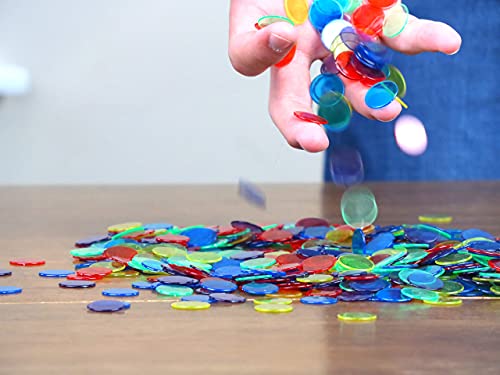 Regal Games - 500 Mixed Transparent Bingo Chips - 3/4 Inch - for Large Group Games, Game Night, Bingo Hall, & Educational Activities - Ages 5+ - 500 Count - Perfect for Bulk Purchasing