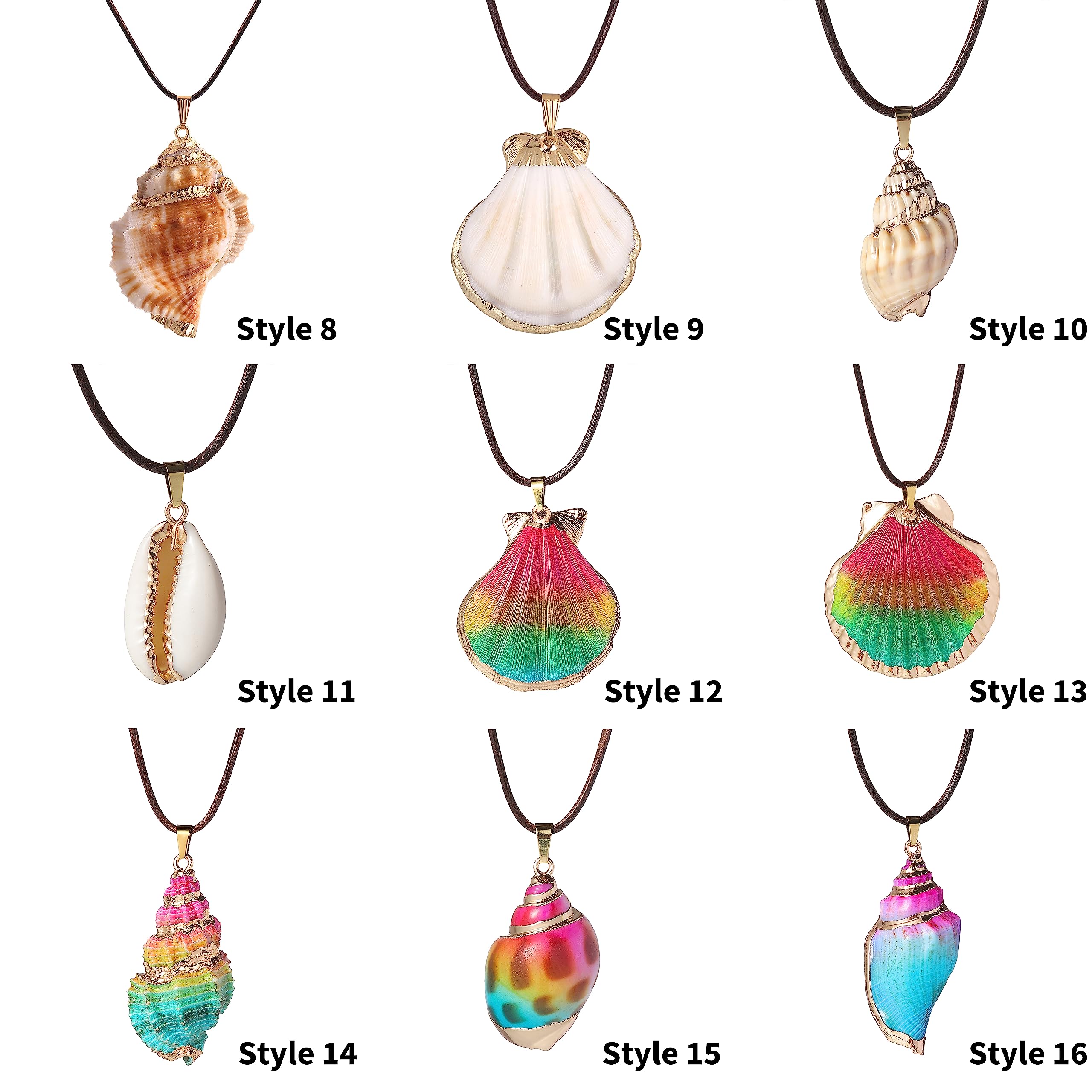 FM FM42 Natural Seashell Shell Scallop Conch Pendant Necklace (Style 1)