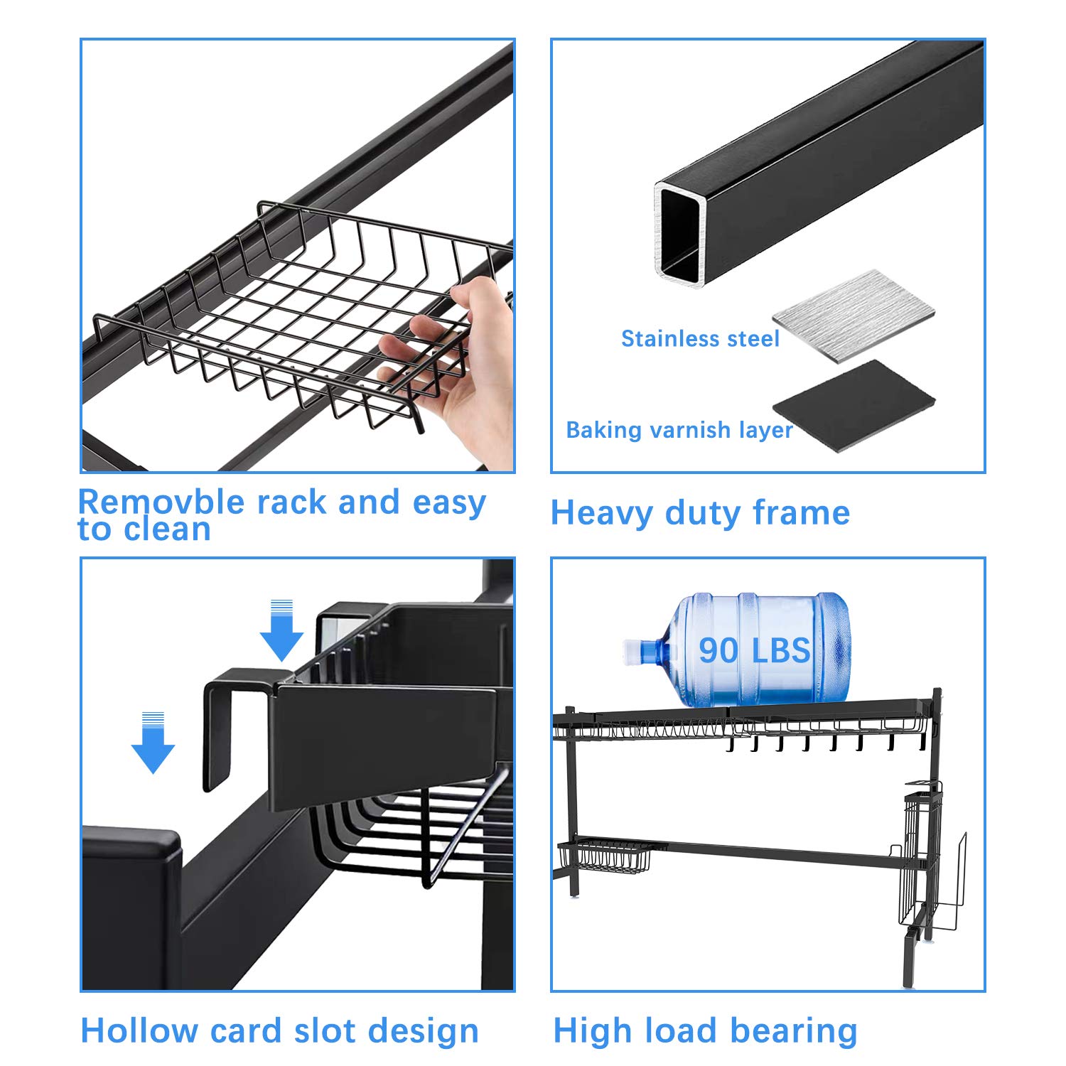 Shop Again Over The Sink Dish Drying Rack Black Large Dish Rack Drainer for Kitchen Storage Stainless Steel