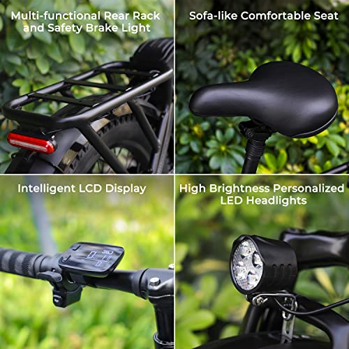 Foldable Electric Bicycles, 750W Brushless Motor, 48V 15AH Removable Battery, Electric Bike with Shimano 7 Speed Derailleur, Ebike for Adults