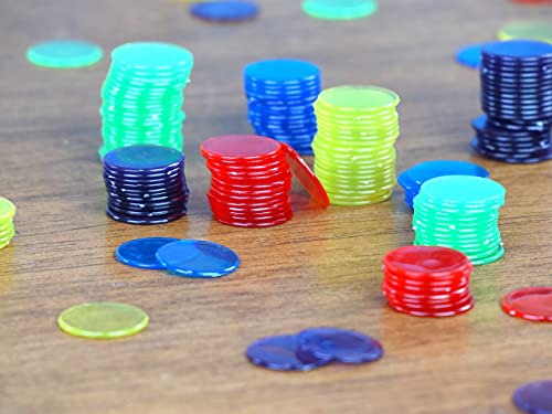 Regal Games - 500 Mixed Transparent Bingo Chips - 3/4 Inch - for Large Group Games, Game Night, Bingo Hall, & Educational Activities - Ages 5+ - 500 Count - Perfect for Bulk Purchasing