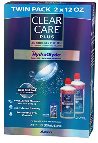 Clear Care Plus Cleaning Solution with Lens Case, Twin Pack, Multi, 12 Oz, Pack of 2