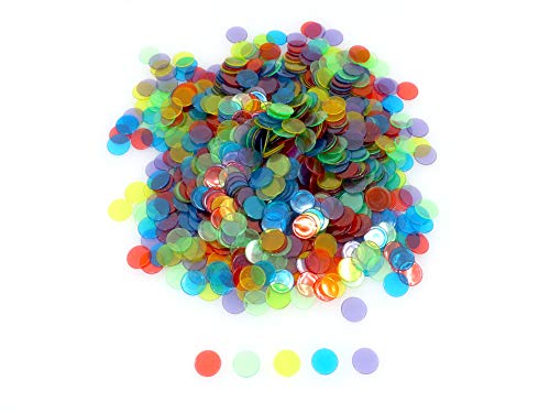 Regal Games - 500 Mixed Transparent Bingo Chips - 3/4 Inch - for Large Group Games, Game Night, Bingo Hall, & Educational Activities - Ages 5+ - 500 Count - Perfect for Bulk Purchasing