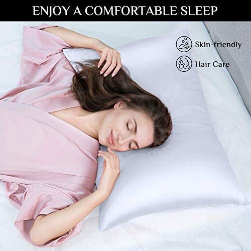 AIMTOP Satin Pillowcases for Hair and Skin, Silver Grey Silk Pillowcases Standard Size Set of 2, Lightweight Soft Microfiber Pillow Case with Envelope Closure (20x26 Inches)