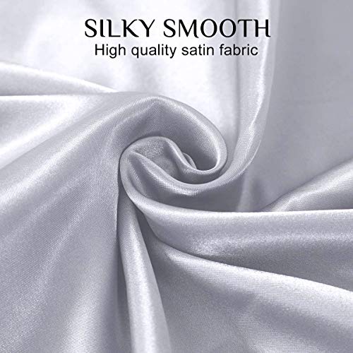AIMTOP Satin Pillowcases for Hair and Skin, Silver Grey Silk Pillowcases Standard Size Set of 2, Lightweight Soft Microfiber Pillow Case with Envelope Closure (20x26 Inches)