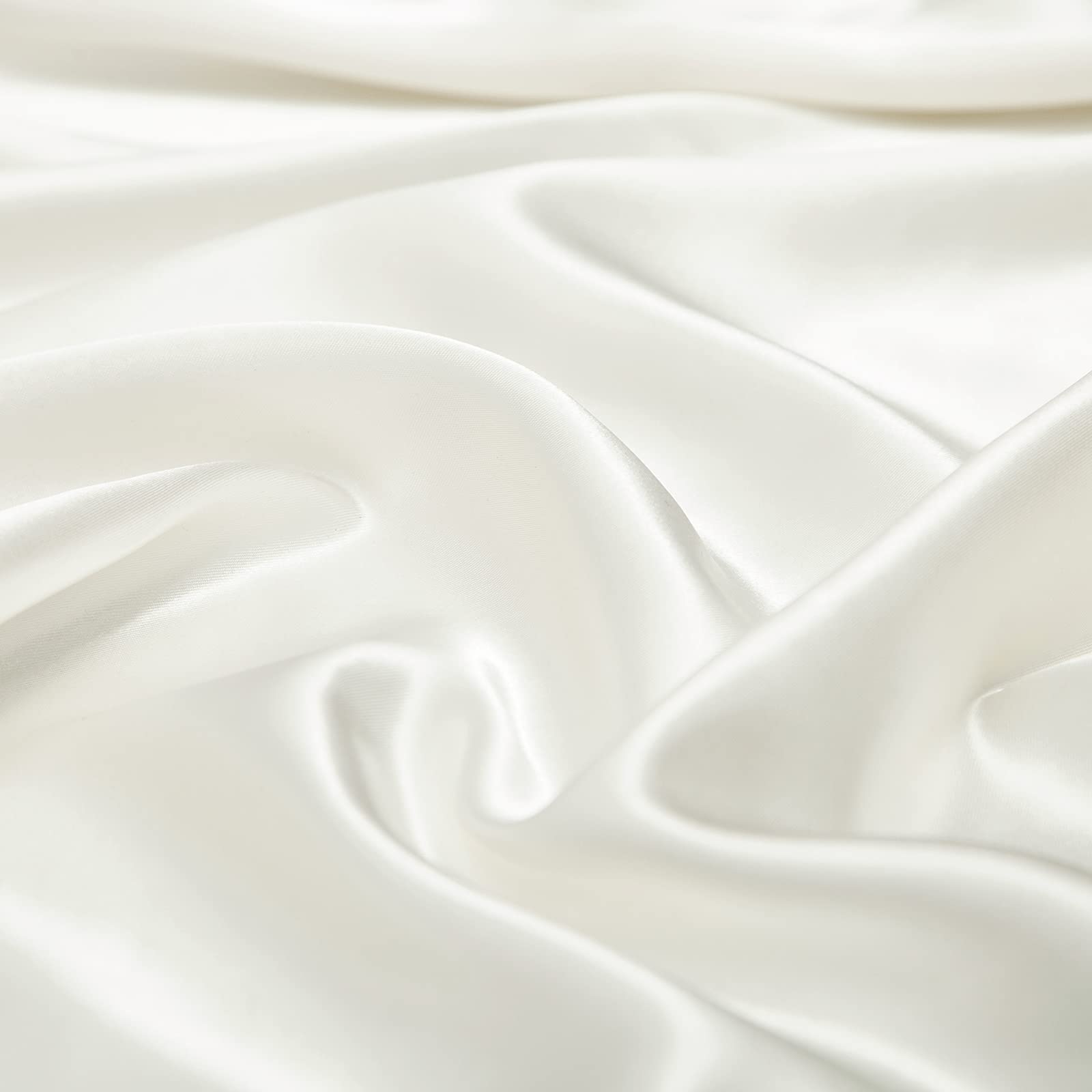 Vonty Satin Sheets Queen Size Silky Soft Satin Bed Sheets Ivory White Satin Sheet Set, 1 Deep Pocket Fitted Sheet + 1 Flat Sheet + 2 Pillowcases