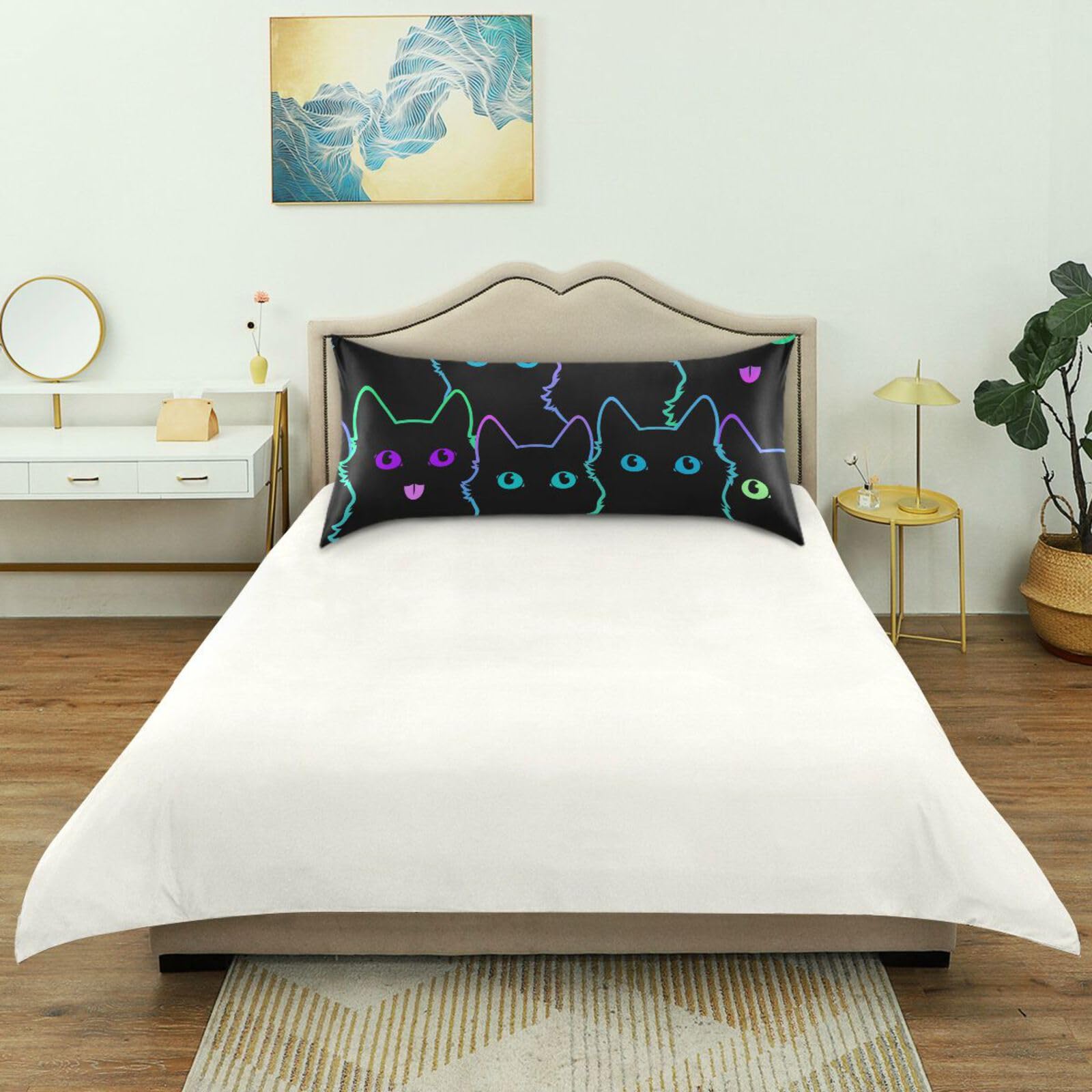 Kigai Cat Satin Pillowcase, Soft Breathable Silk Pillow Case with Envelope Closure for Hair and Skin, Standard Size 26 x 20 Inch
