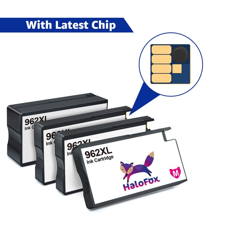 HaloFox Remanufactured Ink Cartridge Replacement for HP 962XL 962 HP962 XL for HP OfficeJet Pro 9010 9015 9025 9018 9020 9012 9019 9016 9014 9027 9029 9026 9022 9028 Ink (High Yield, 4 Combo Pack)