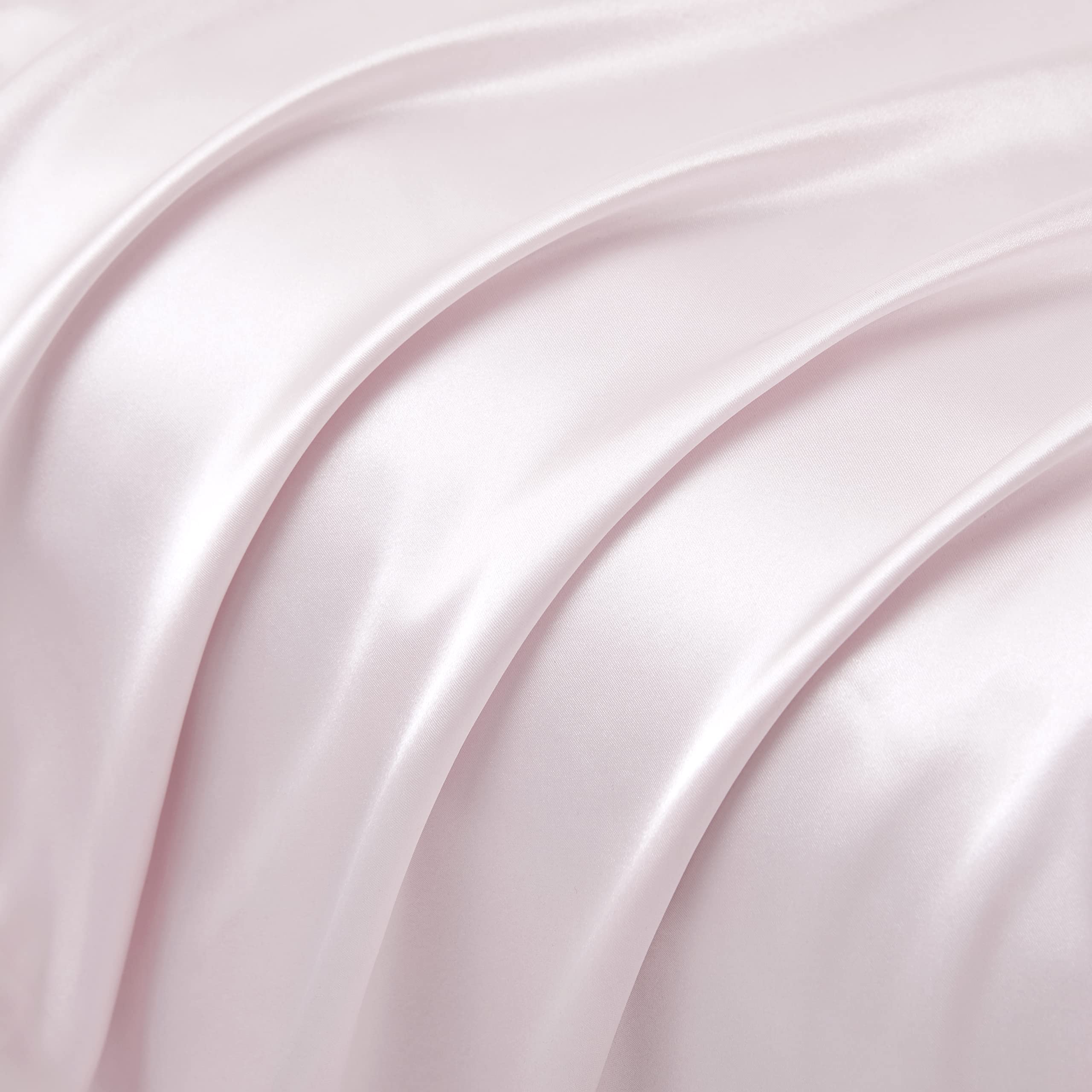 HommxJF Silky Pink Satin Ruffled Pillow Cases for Hair and Skin,Blush Pink Silk Pillowcases Standard Set of 2 with Envelope Closure Princess Room Decoration