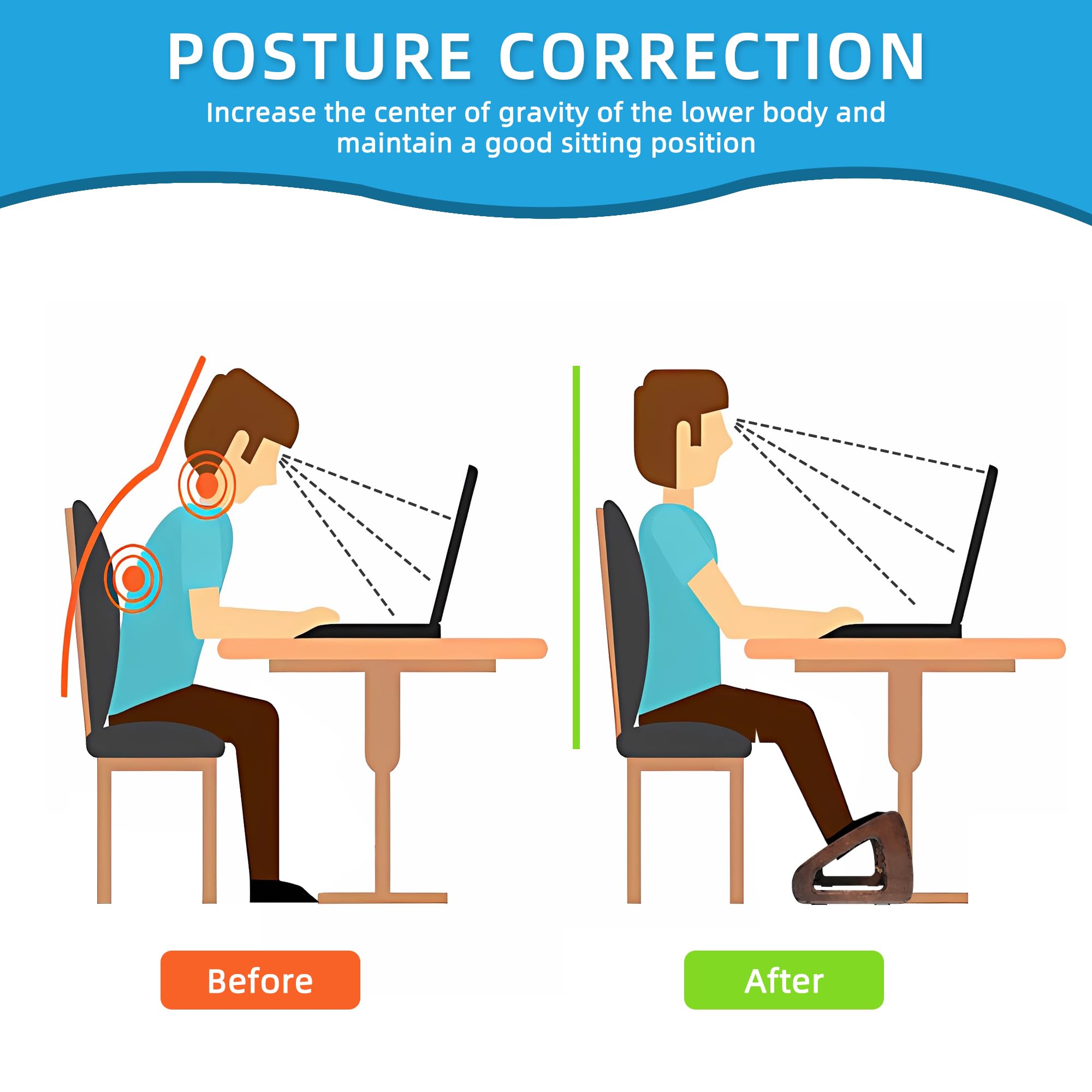 Fanwer 6 Height Adjustable Foot Rest for Under Desk at Work, Ergonomic Foot Stool with Massage Rollers, Ergonomic Tilted Footrest Foot Massager for Home Office Work
