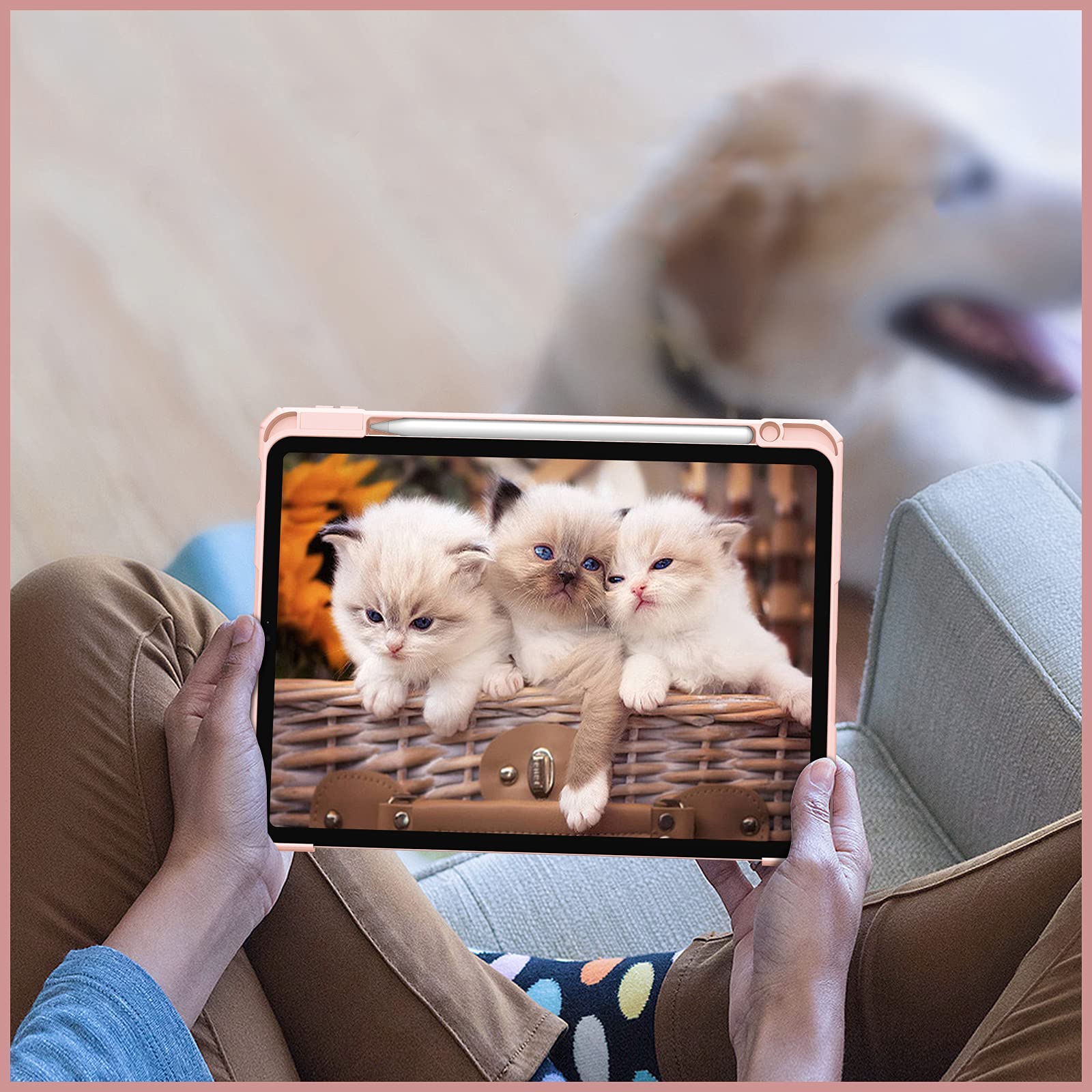 Fintie Hybrid Slim Case for iPad Air 11-inch M3 (2025) / M2 (2024), iPad Air 5th (2022) / 4th Generation (2020) 10.9 Inch - Shockproof Cover with Clear Back Shell & Pencil Holder, Rose Gold