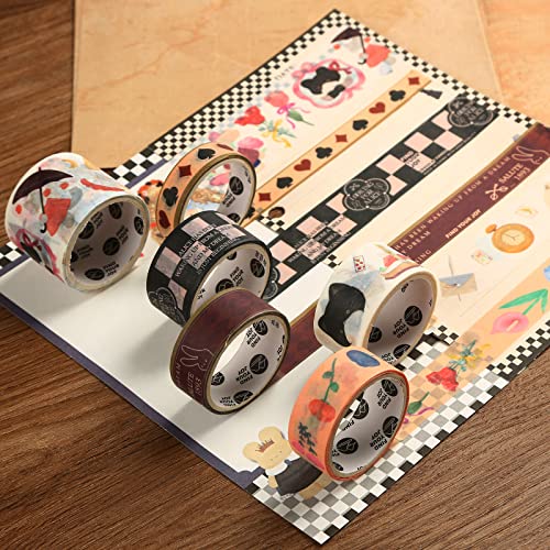 Comealltime Scrapbooking Supplies Stickers(121pcs), Vintage Aesthetic Scrapbook Kit with Washi Stickers, Hobby Knife, Decoupage Papers for Bullet Journals, Craft DIY Gift - Black