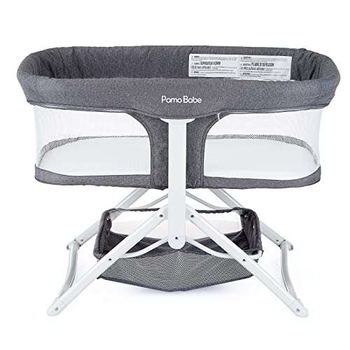 Pamo Babe 2in1 Bassinet Quick Foldable Travel Crib Portable Rocking Bassinet（Grey）