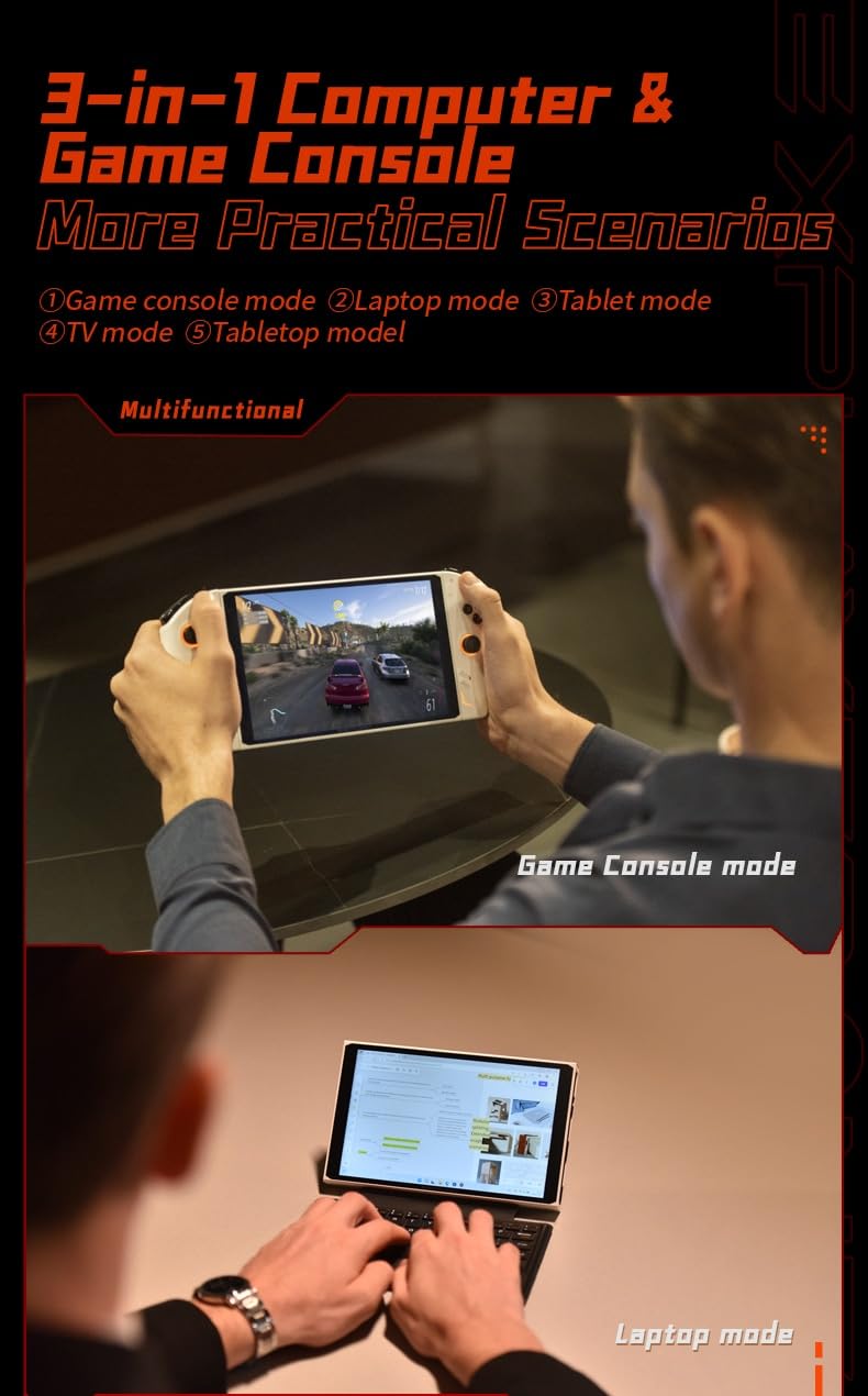 Oushedi ONEXPLAYER 2 Pro AMD R7-7840U PC Game Console Removable Handle 5 in 1 Laptop Tablet 8.4 Inch 2.5K IPS Screen Windows11 Computer (32G+2TB, Ore Black)