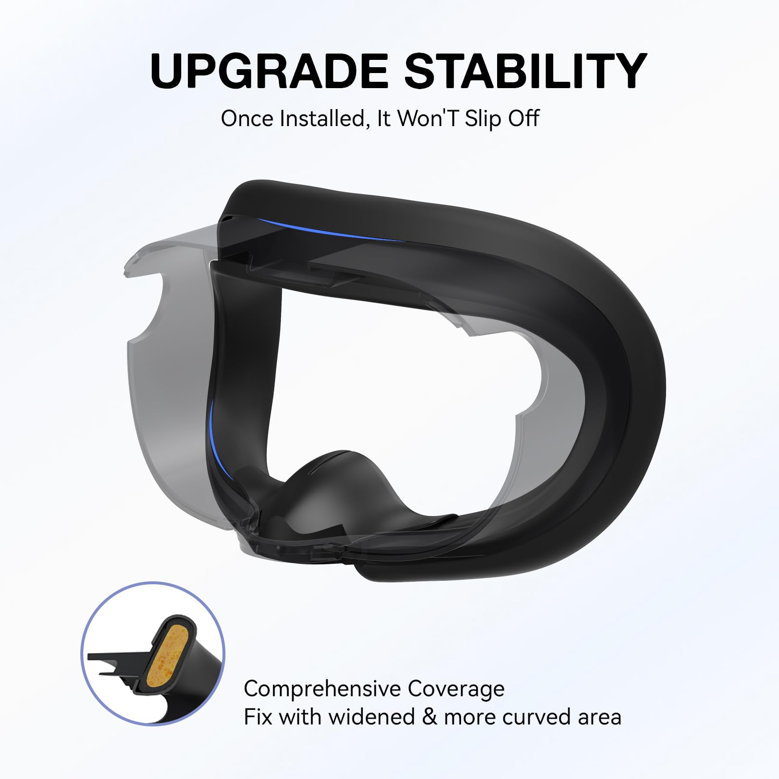 APEXINNO VR Silicone Face Pad Cover and Anti-Leakage Nose Pad for Meta Quest 3 Original Headset Accessories, VR Face Cushion and Light Blocker for Oculus Quest 3 Headset (Black)