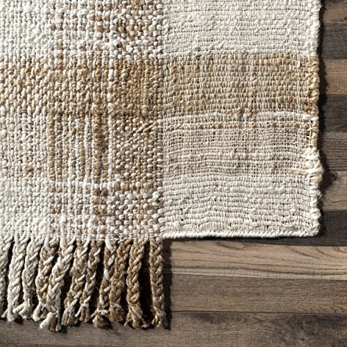 nuLOOM Tiegan Plaid Jute Tassel Area Rug, 8' x 10', Natural