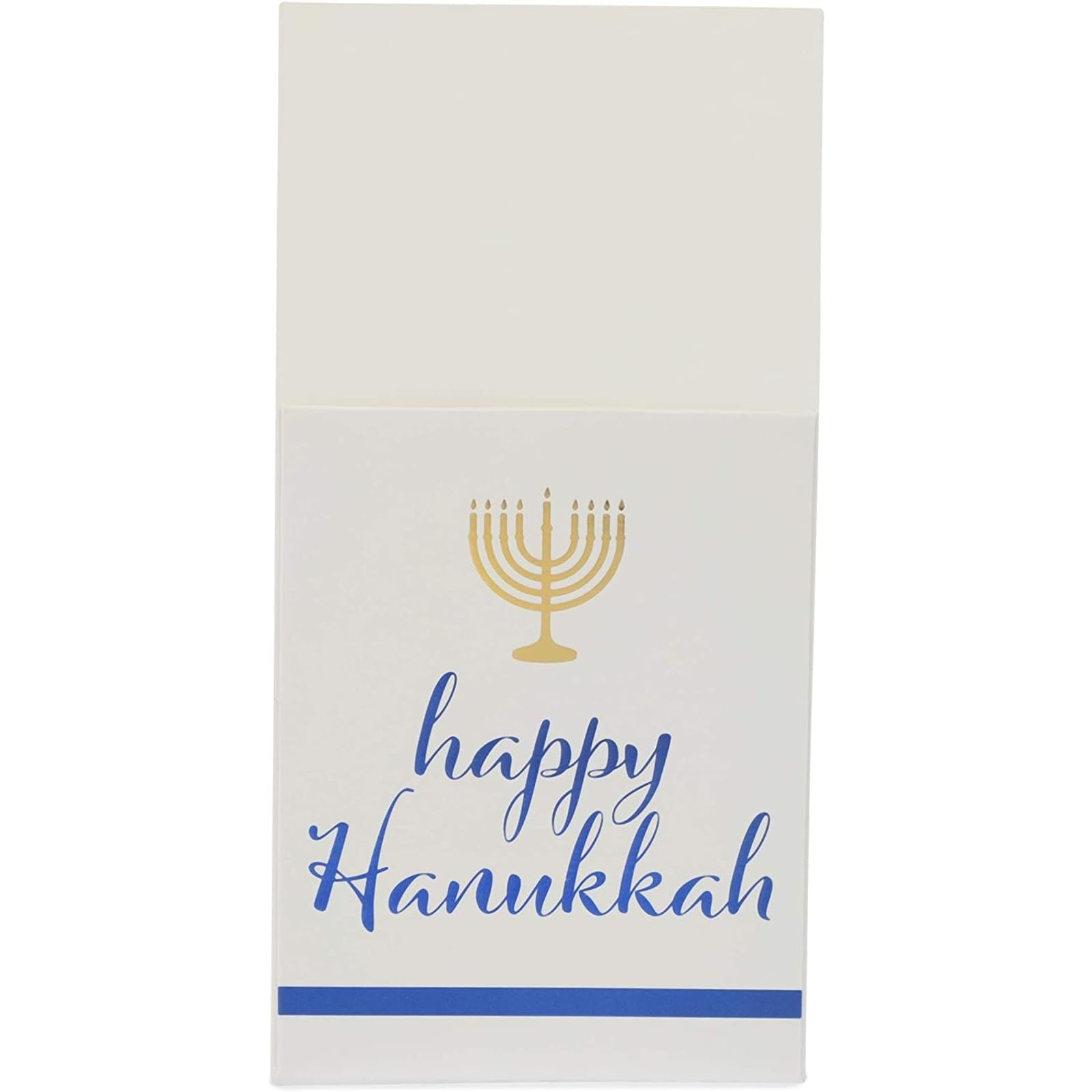 Happy Hanukkah Paper Utensil Holder, Gold Menorah (White, 3.7 x 7.5 In, 36 Pack)