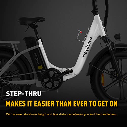 Heybike Ranger Electric Bike for Adults Foldable 20" x 4.0 Fat Tire Step-Thru Electric Bicycle with 500W Motor, 48V 15AH Removable Battery and Dual Shock Absorber