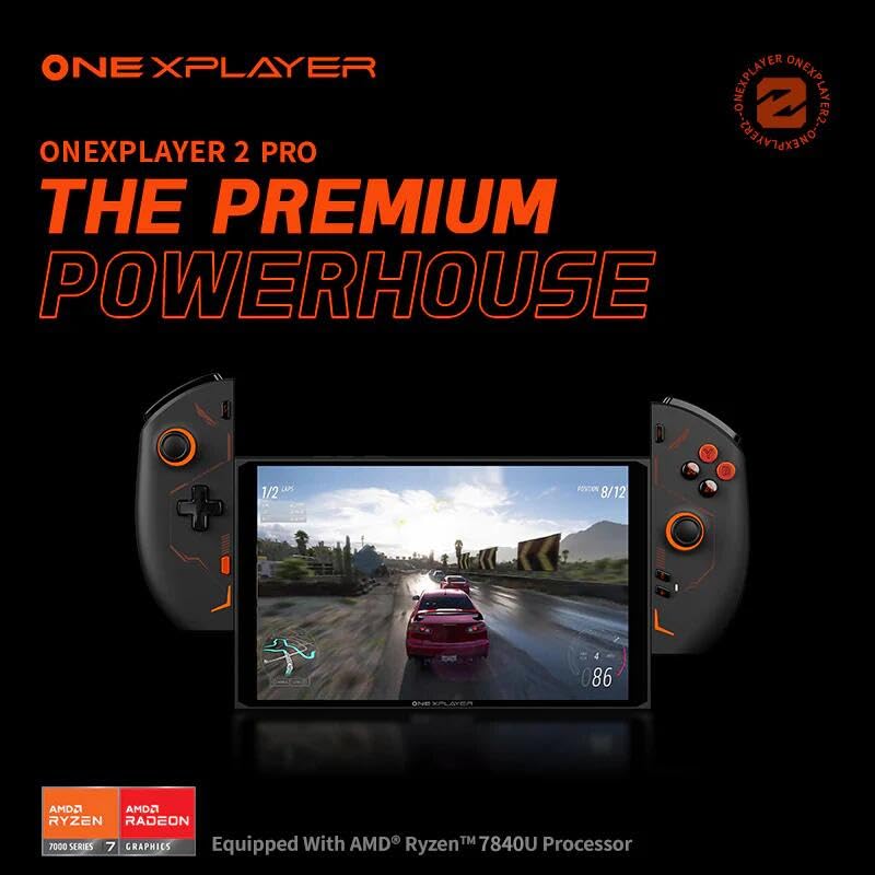 Oushedi ONEXPLAYER 2 Pro AMD R7-7840U PC Game Console Removable Handle 5 in 1 Laptop Tablet 8.4 Inch 2.5K IPS Screen Windows11 Computer (32G+2TB, Ore Black)