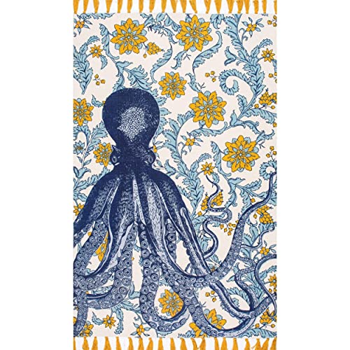 nuLOOM Thomas Paul Printed Flatweave Cotton Giant Octopus Area Rug, 5' x 8', Multi