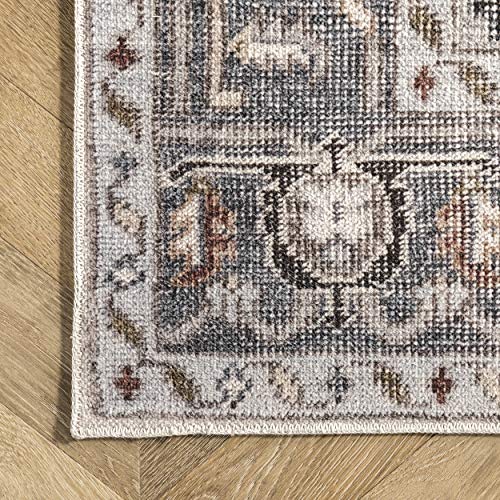 nuLOOM Mali Machine Washable Traditional Medallion Accent Rug, 2' x 3', Ivory
