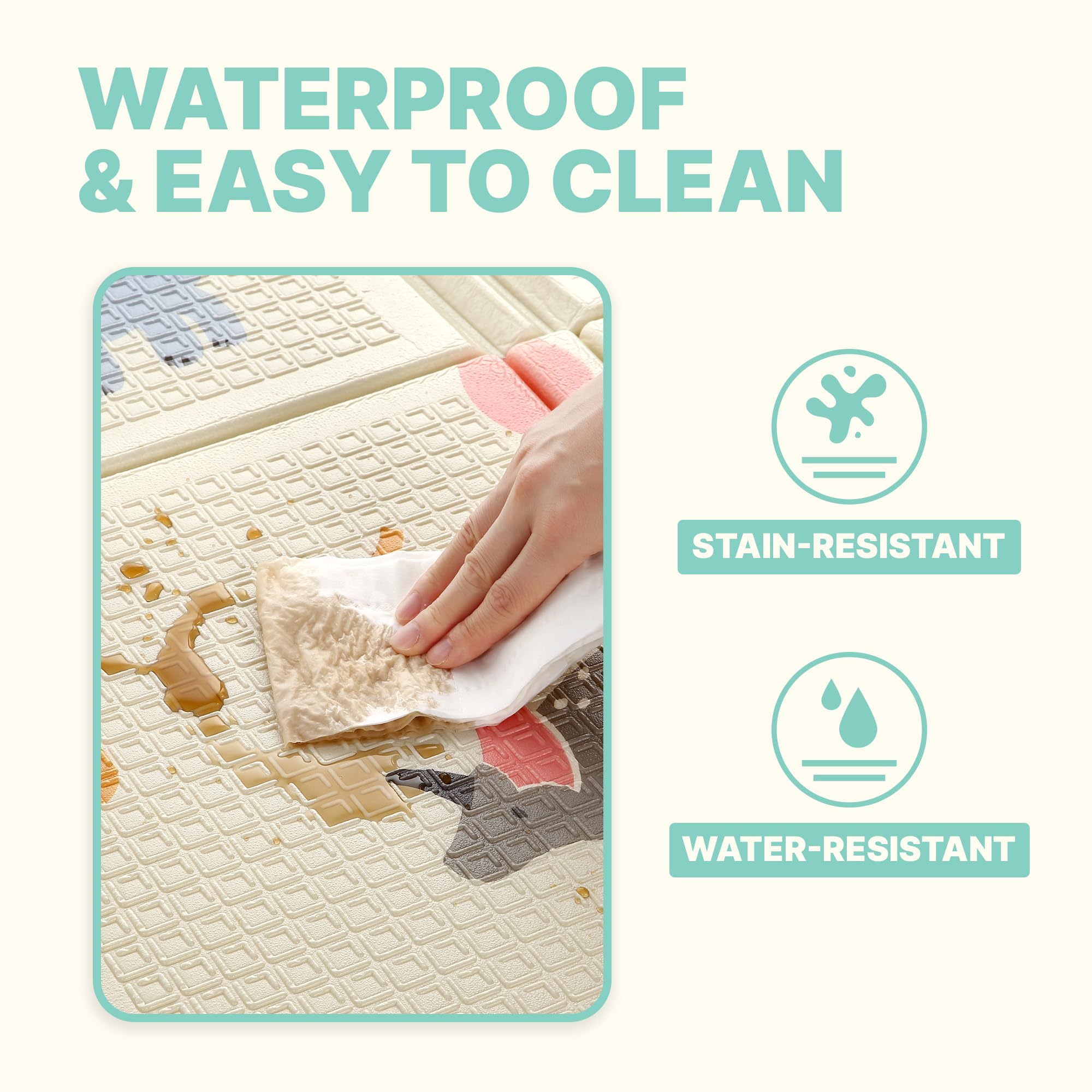 Easy Baby Extra Large and Thick (0.6in) Foam Play Mat for Babies and Toddlers | Nontoxic, Foldable, Washable, and Waterproof Playmat 77” x 70” (Dinosaurs Pattern)