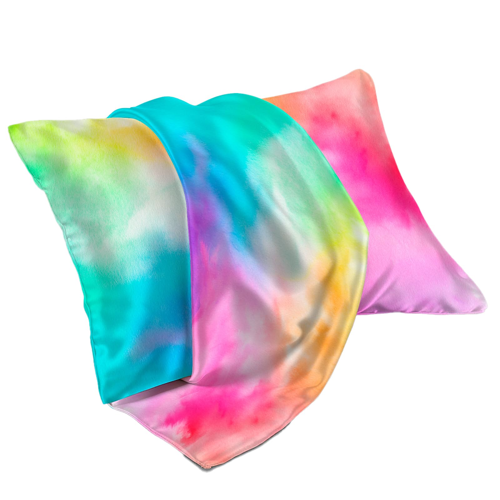 Sinpooo Satin Pillowcase for Hair and Skin,Softer Than Mulberry Silk Pillow Cases 1 Pack, Satin Pillowcases with Zipper, Cooling Pillow Cases Standard Size, Rainbow Tie Dye