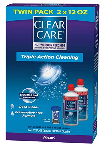 Clear Care Cleaning Solution with Lens Case, Twin Pack, 12-Ounces Each