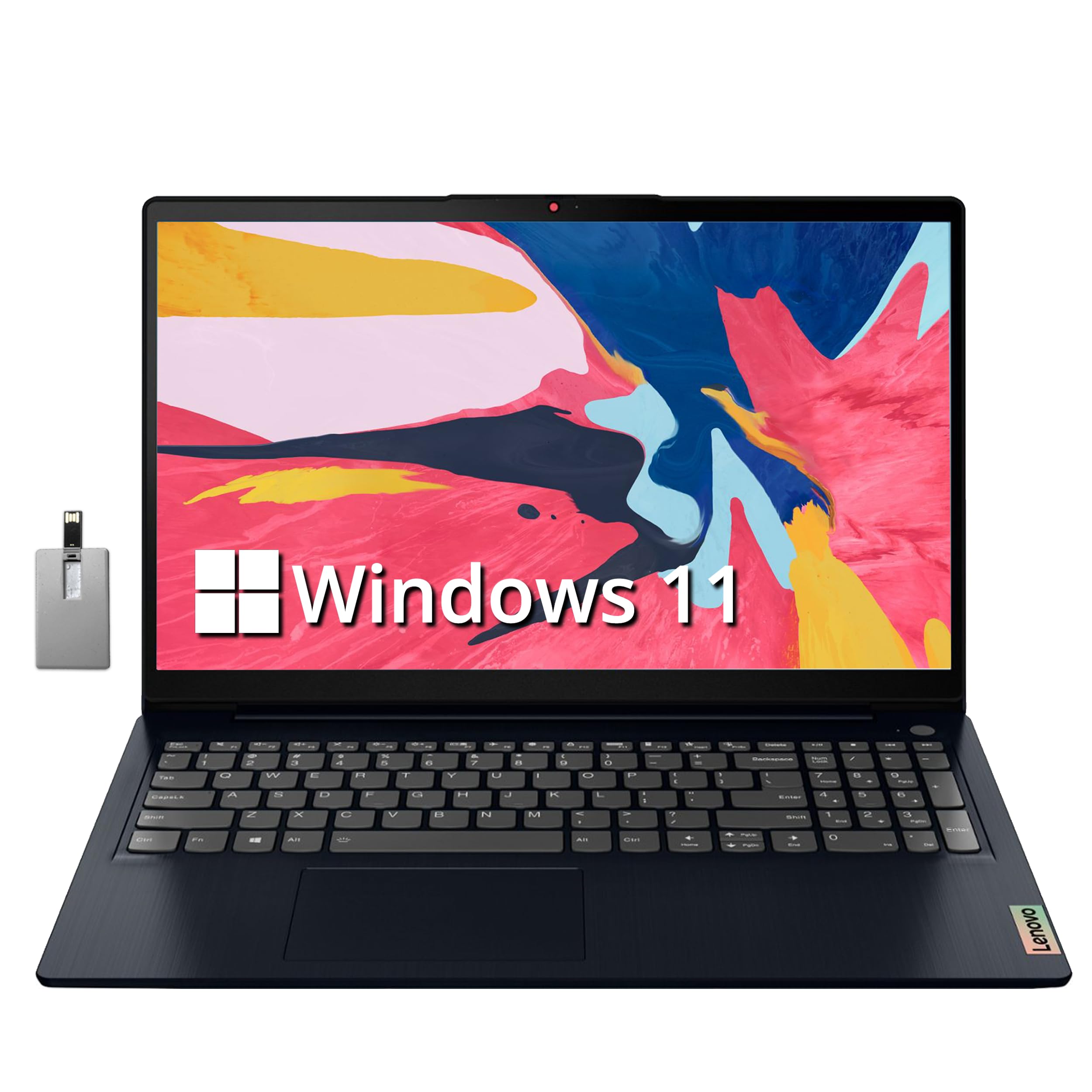 Lenovo IdeaPad 3 15.6" FHD Laptop, AMD Ryzen 7 5825U, 8GB RAM, 256GB NVMe SSD, AMD Radeon Vega 8, Fingerprint Reader, 720p HD Webcam, Wi-Fi 6, HDMI, Win 11, Blue, 32GB USB Card (Renewed)