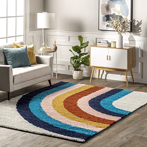 nuLOOM Ela Half Rainbow Shag Area Rug, 6' 7" x 9', Blue