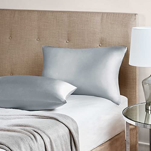 HYDE LANE 16 Momme 100% Pure Mulberry Silk Pillowcase for Hair and Skin with Hidden Zipper, Both Side Grade 6A Silk, Smooth and Soft,Real Silk Pillow Case, 2pcs Queen 20''x30'',Light Blue