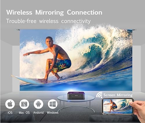 UVISION Native 1080P Full HD Wireless Projector, Keystone Correction and Dust-Proof Design, Home Theater & Office Projector, Compatible: Roku, FireTV, Laptop, Phone, Tablets, PS5