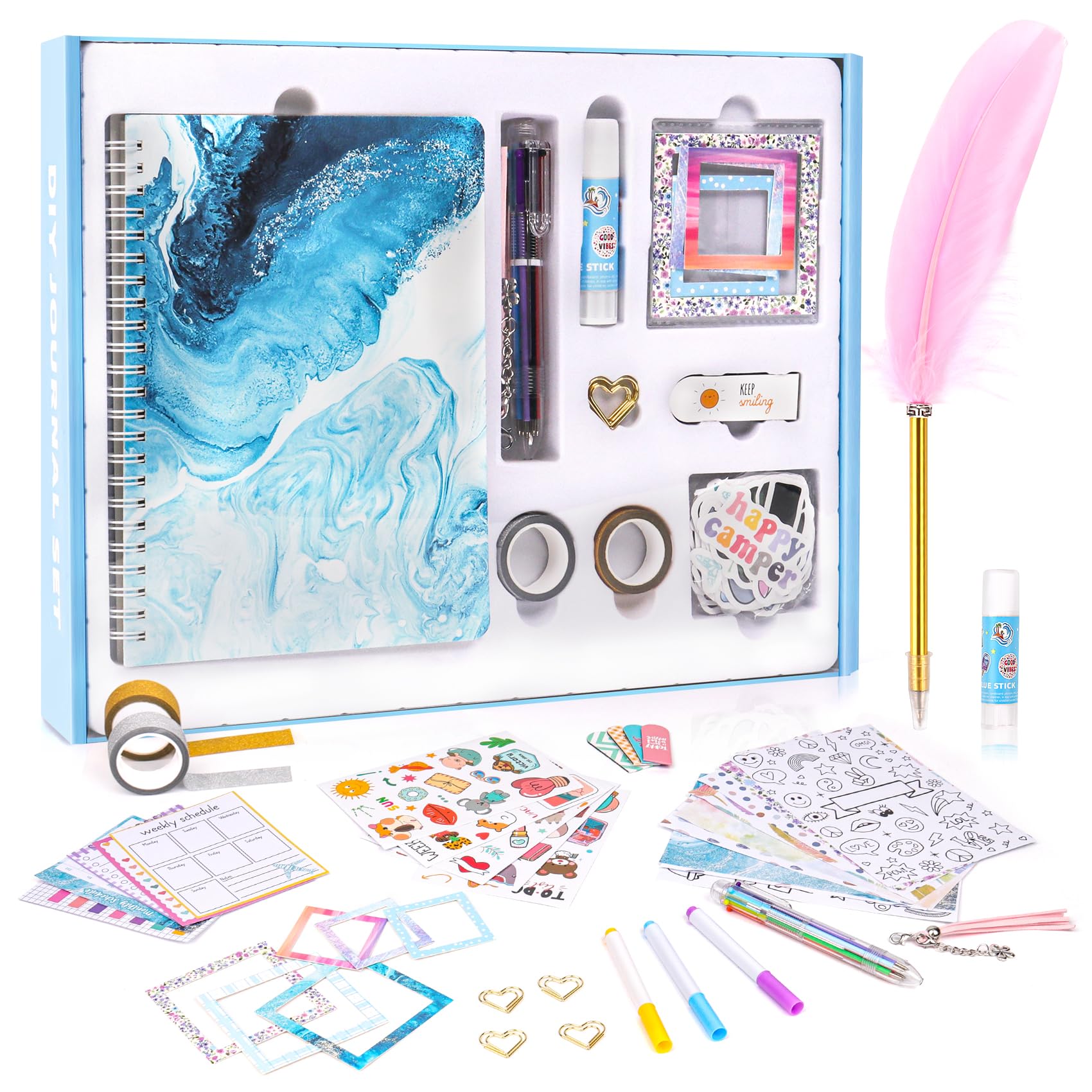 VERTOY DIY Journal Set for Girls Ages 8-12 - Kids Scrapbook Diary Journaling Kit for Writing, Ideas Birthday Gifts and Toys for 8 9 10 11 12 13+ Years Old, Teenage Kids