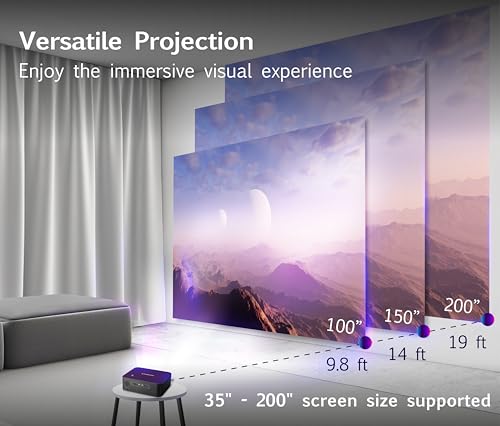 UVISION Native 1080P Full HD Wireless Projector, Keystone Correction and Dust-Proof Design, Home Theater & Office Projector, Compatible: Roku, FireTV, Laptop, Phone, Tablets, PS5