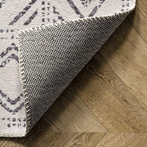 nuLOOM Mia Machine Washable Geometric Medallion Area Rug, 5' x 8', Light Grey
