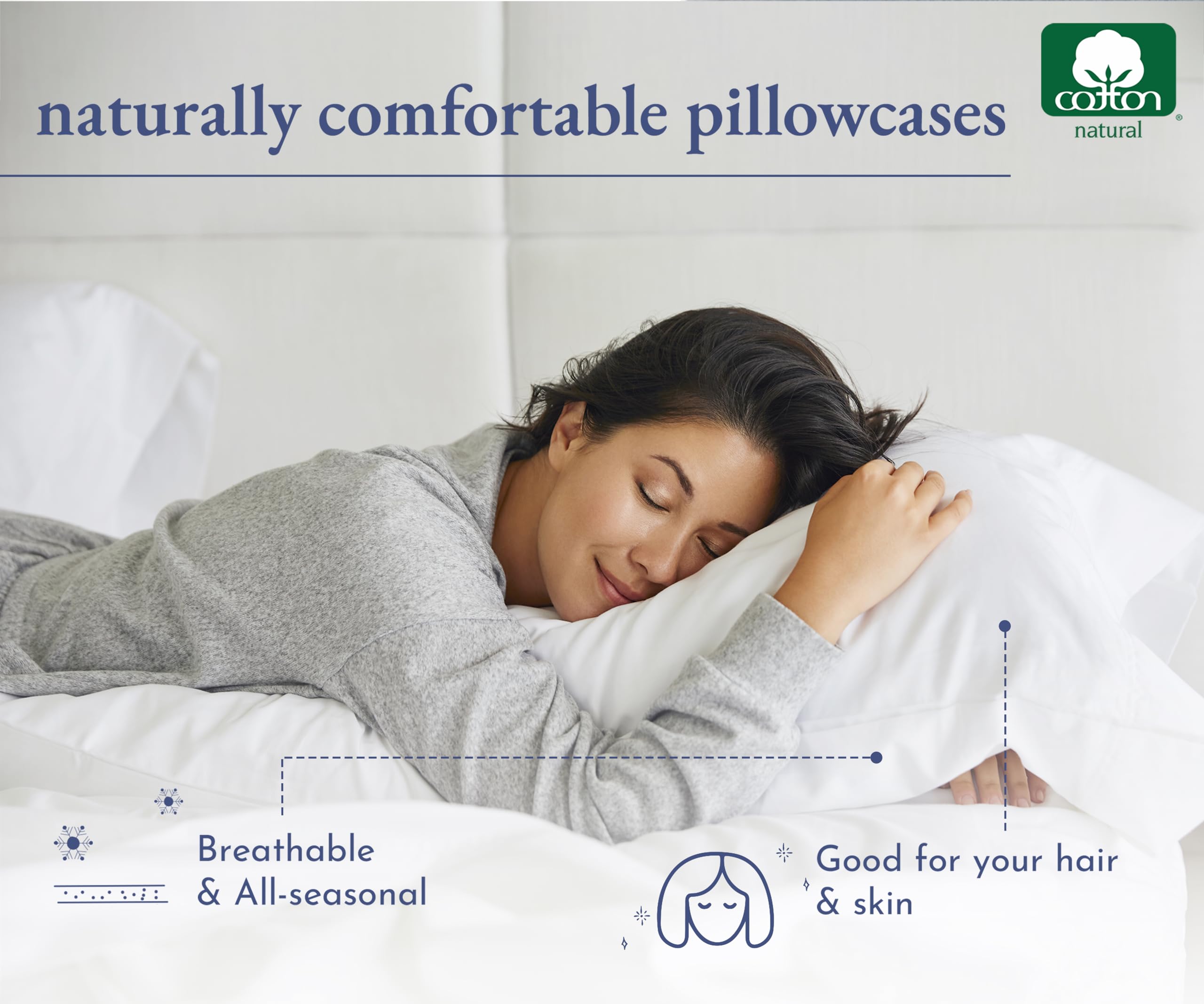 California Design Den King Size Pillowcases - 100% Cotton, Set of 2 Soft & Cooling Sateen Weave Cases, for King Size Pillows - Bright White