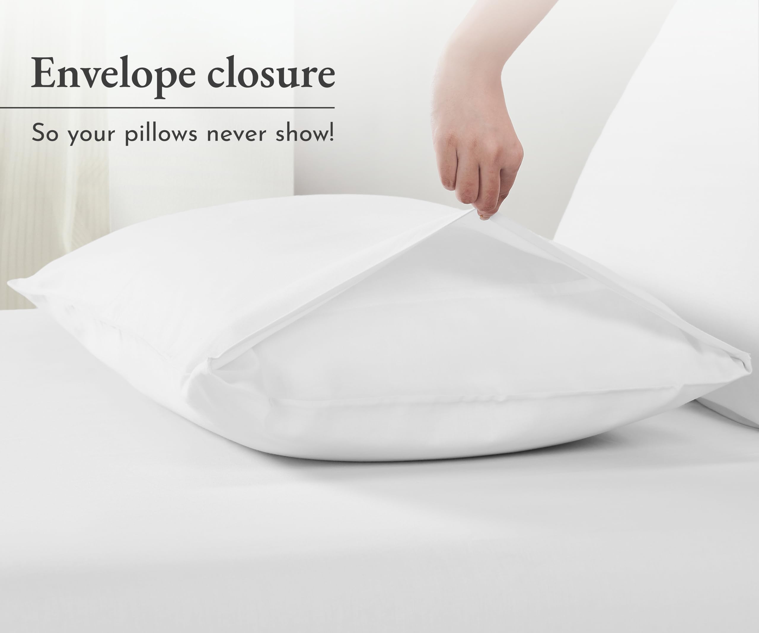 California Design Den King Size Pillowcases - 100% Cotton, Set of 2 Soft & Cooling Sateen Weave Cases, for King Size Pillows - Bright White