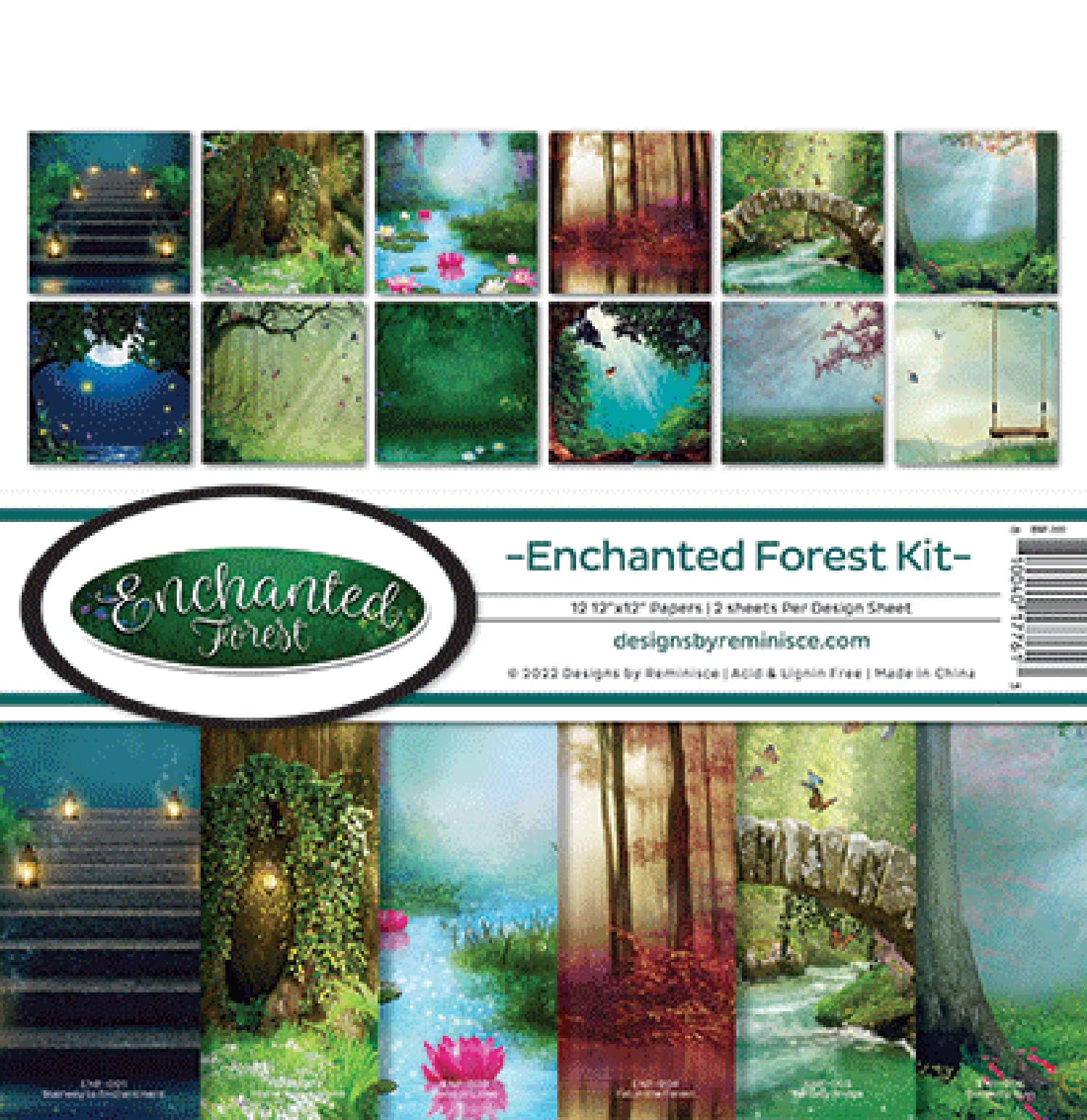 Reminisce Enchanted Forest Scrapbook Collection Kit, White, 12x12 inches