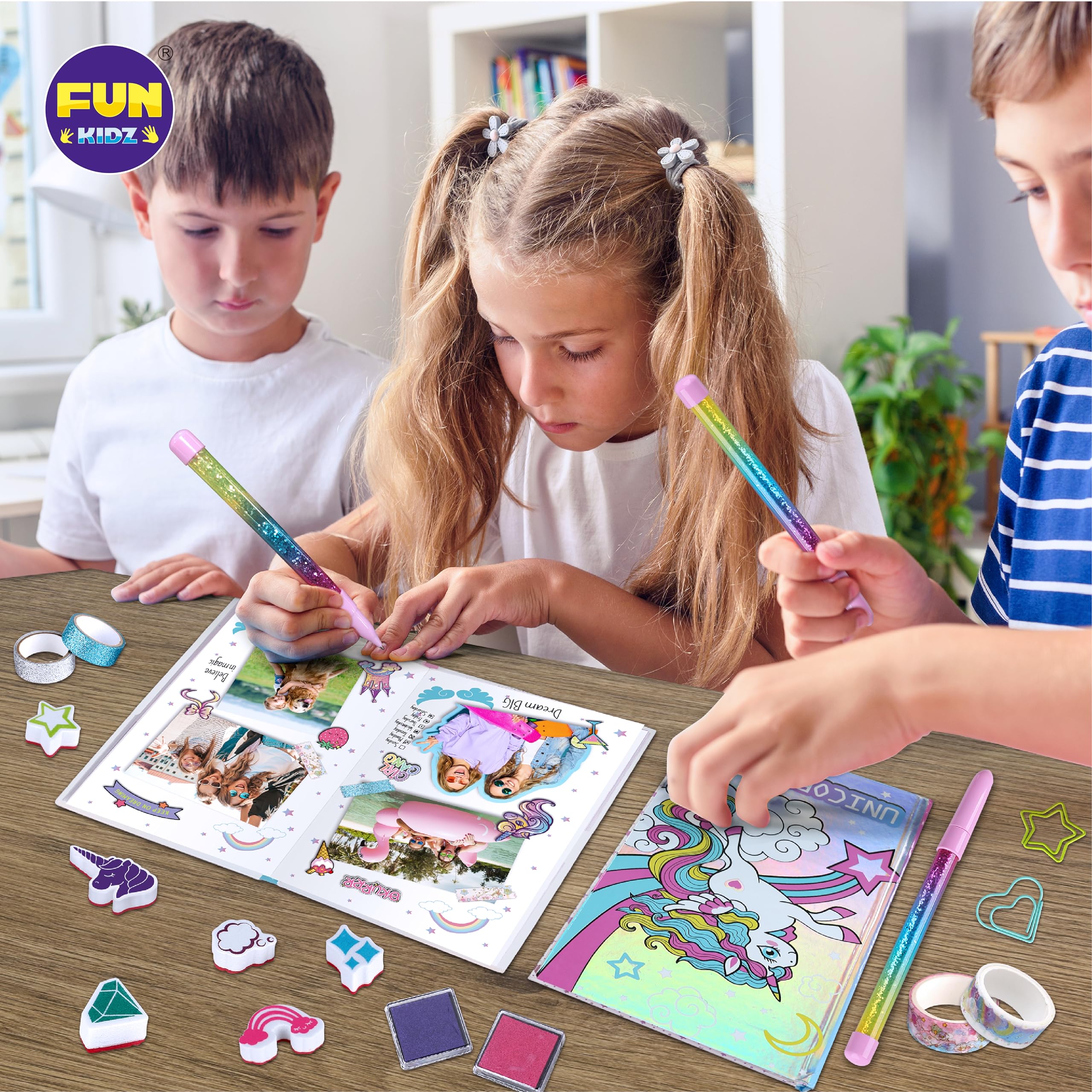 Unicorn Journal Kit for Girls 6-12, FunKidz Scrapbook Set for Teens Diary Kit for Girl Activities Creative Gifts
