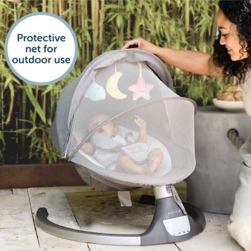 Nova Baby Swing for Infants - Motorized Bluetooth Swing, Music Speaker with 10 Preset Lullabies, Remote Control, Gray - Jool Baby