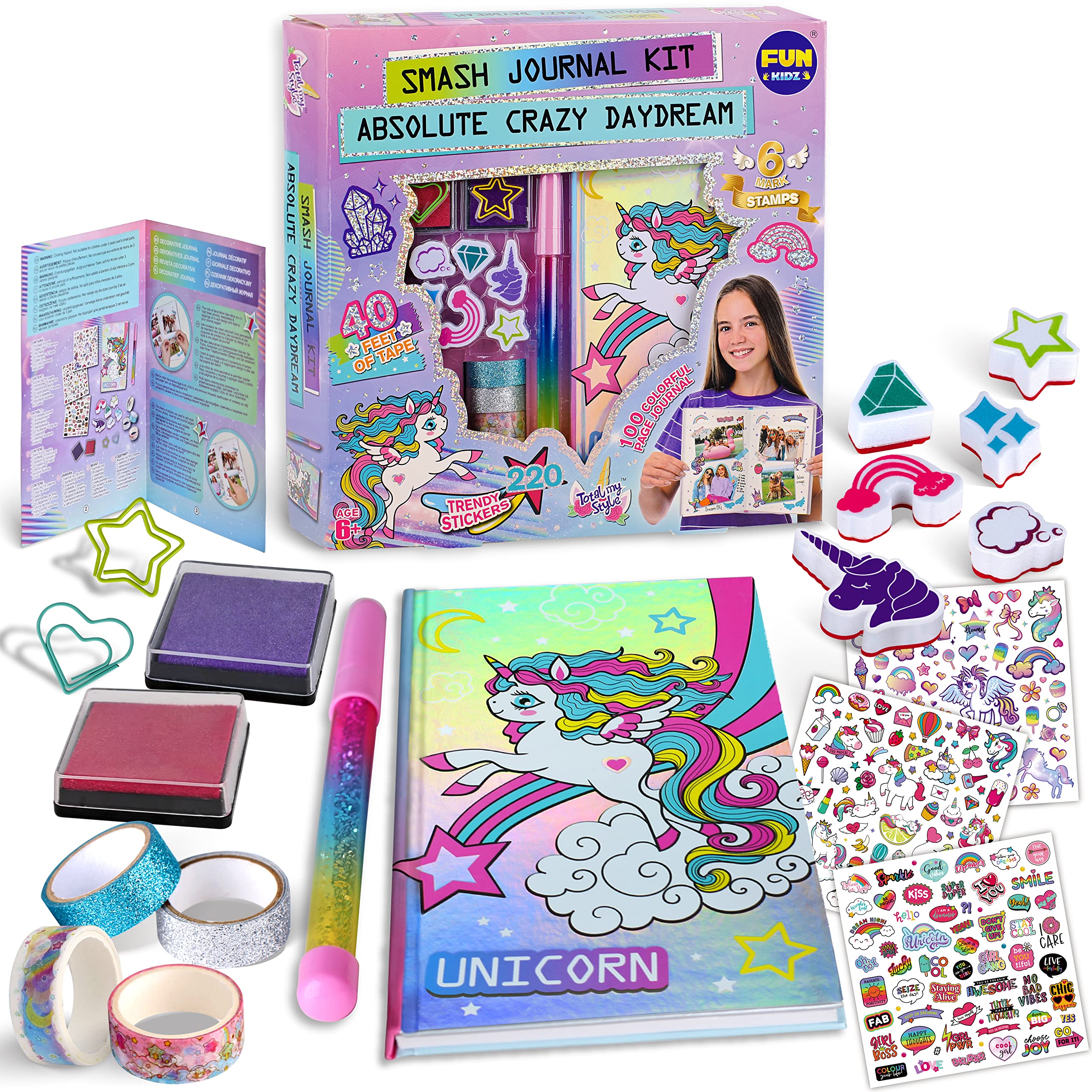 Unicorn Journal Kit for Girls 6-12, FunKidz Scrapbook Set for Teens Diary Kit for Girl Activities Creative Gifts