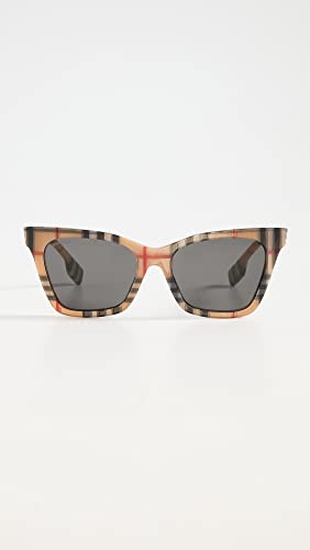 BURBERRY ELSA BE 4346 394487 Vintage Check Plastic Square Sunglasses Grey Lens