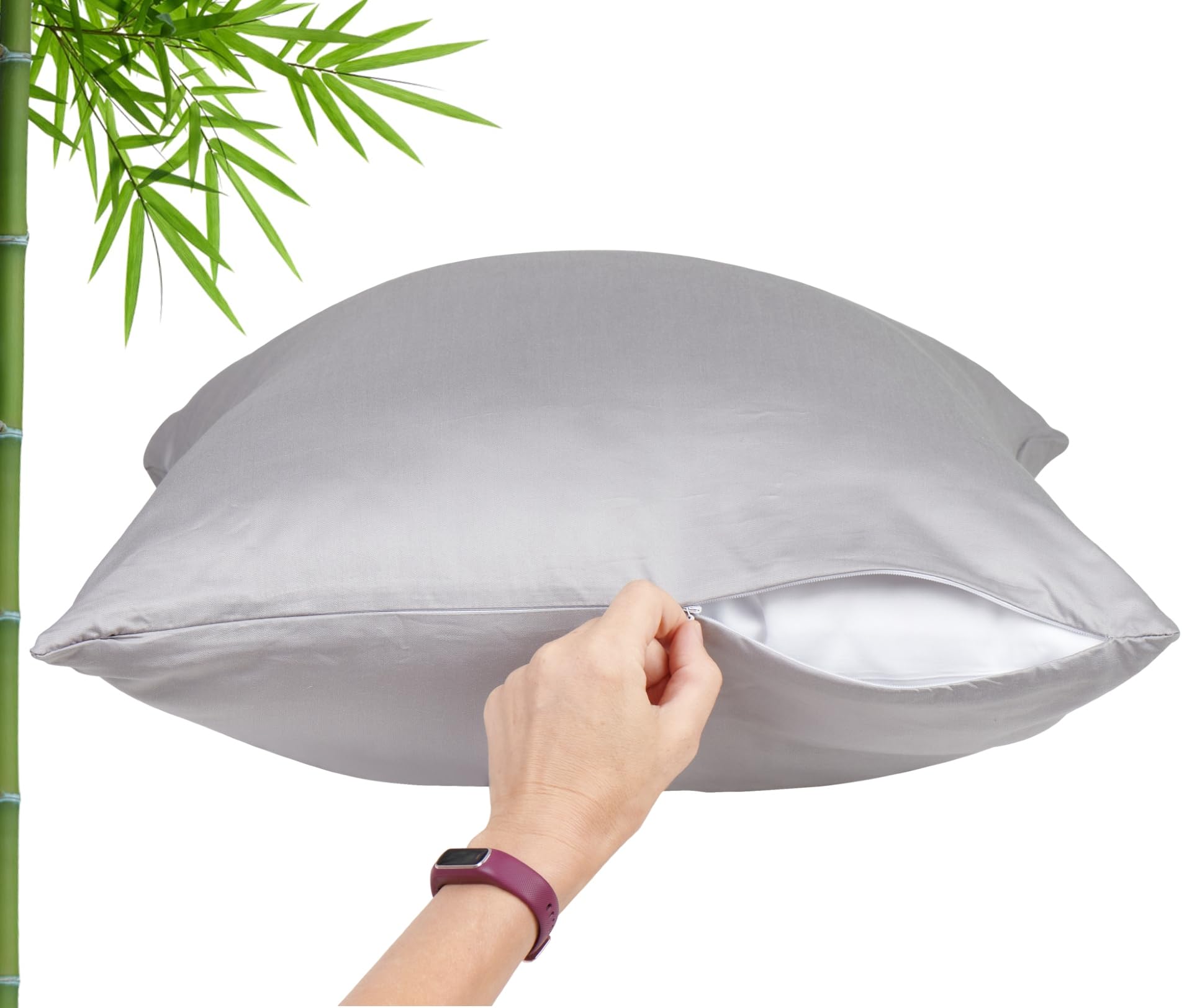 Zipper Pillow Cases Standard - 100% Viscose Bamboo Pillowcase 2-Pack Zip Up Pillow Case Cooling Zippered Pillow Cases Standard Size, Protector Cover