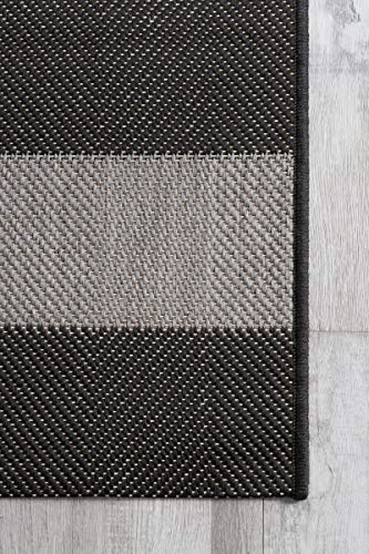 nuLOOM Haylie Chevron Striped Indoor/Outdoor Area Rug, 5' 3" x 7' 6", Black